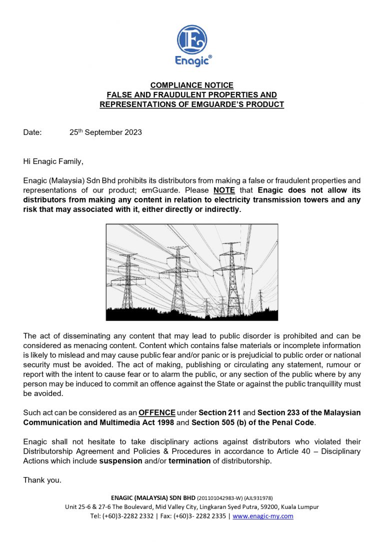 COMPLIANCE NOTICE | False and Fraudulent Properties and Representations ...