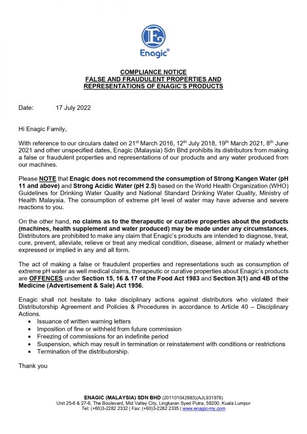 Compliance Notice | False and fraudulent properties and representations ...